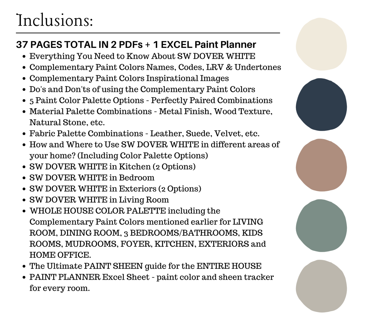 Sherwin Williams DOVER WHITE Color Palette - NISH