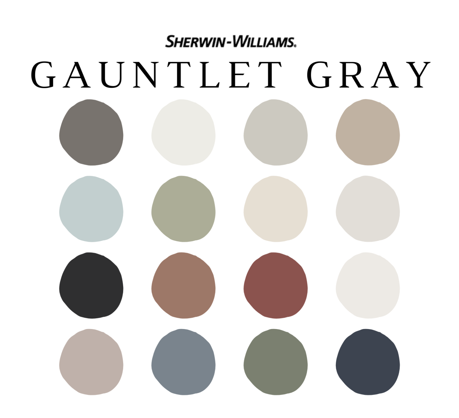 Sherwin Williams GAUNTLET GRAY Color Palette - NISH