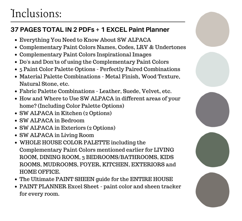 Sherwin Williams ALPACA Color Palette - NISH