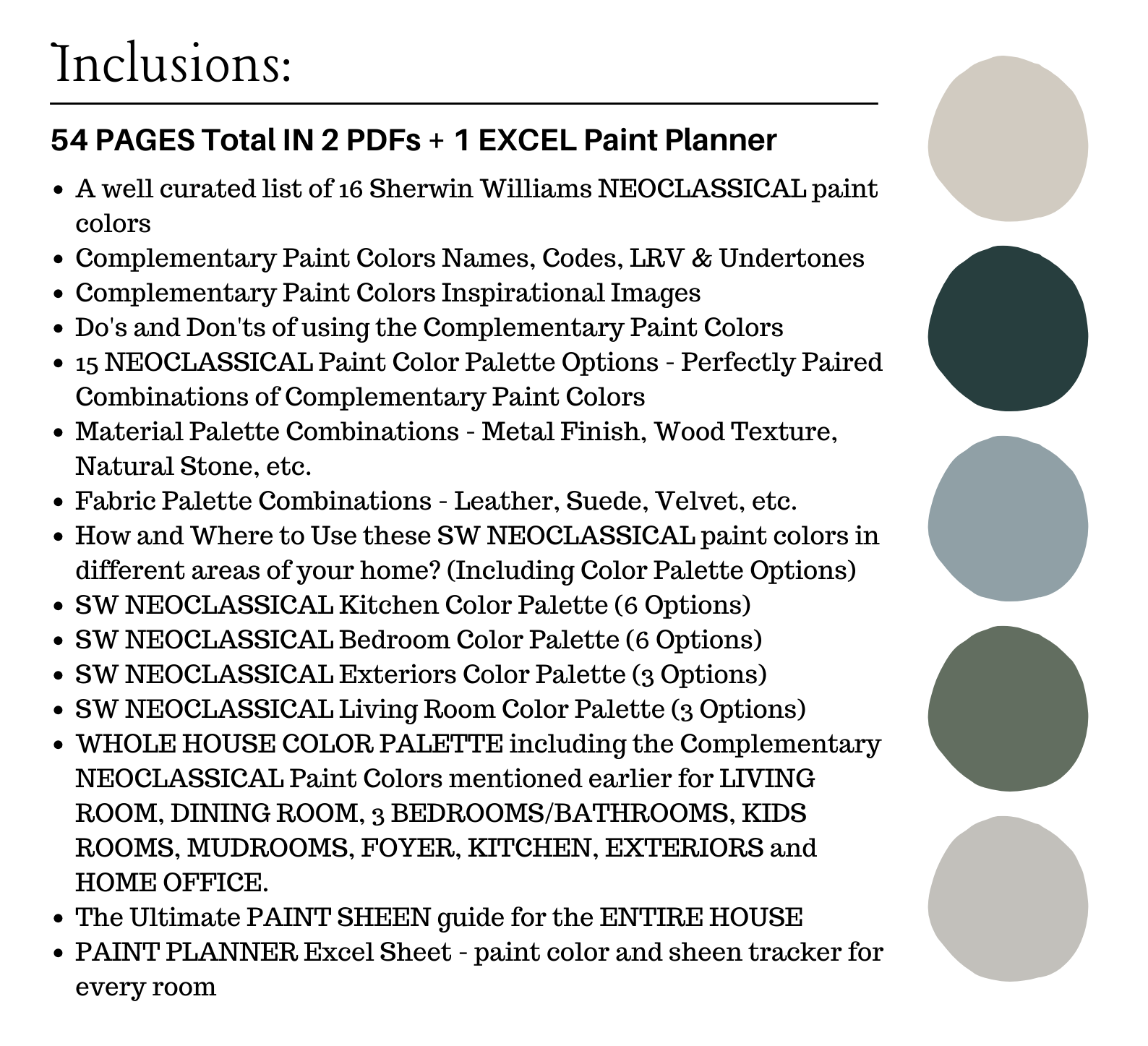 Sherwin Williams NEOCLASSICAL Color Palette - NISH