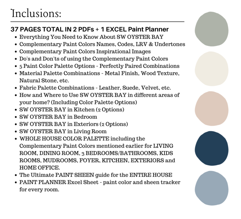 Sherwin Williams OYSTER BAY Color Palette - NISH