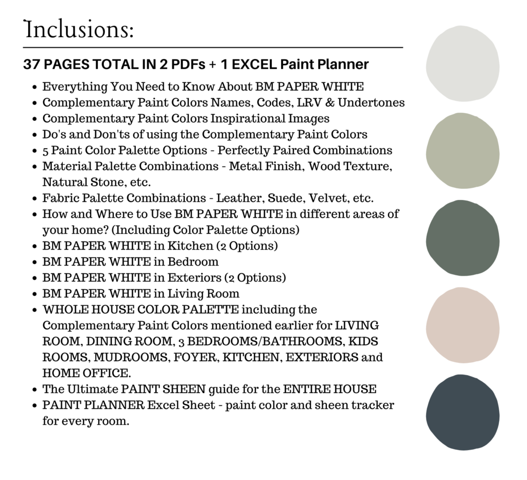 Benjamin Moore PAPER WHITE Color Palette - NISH