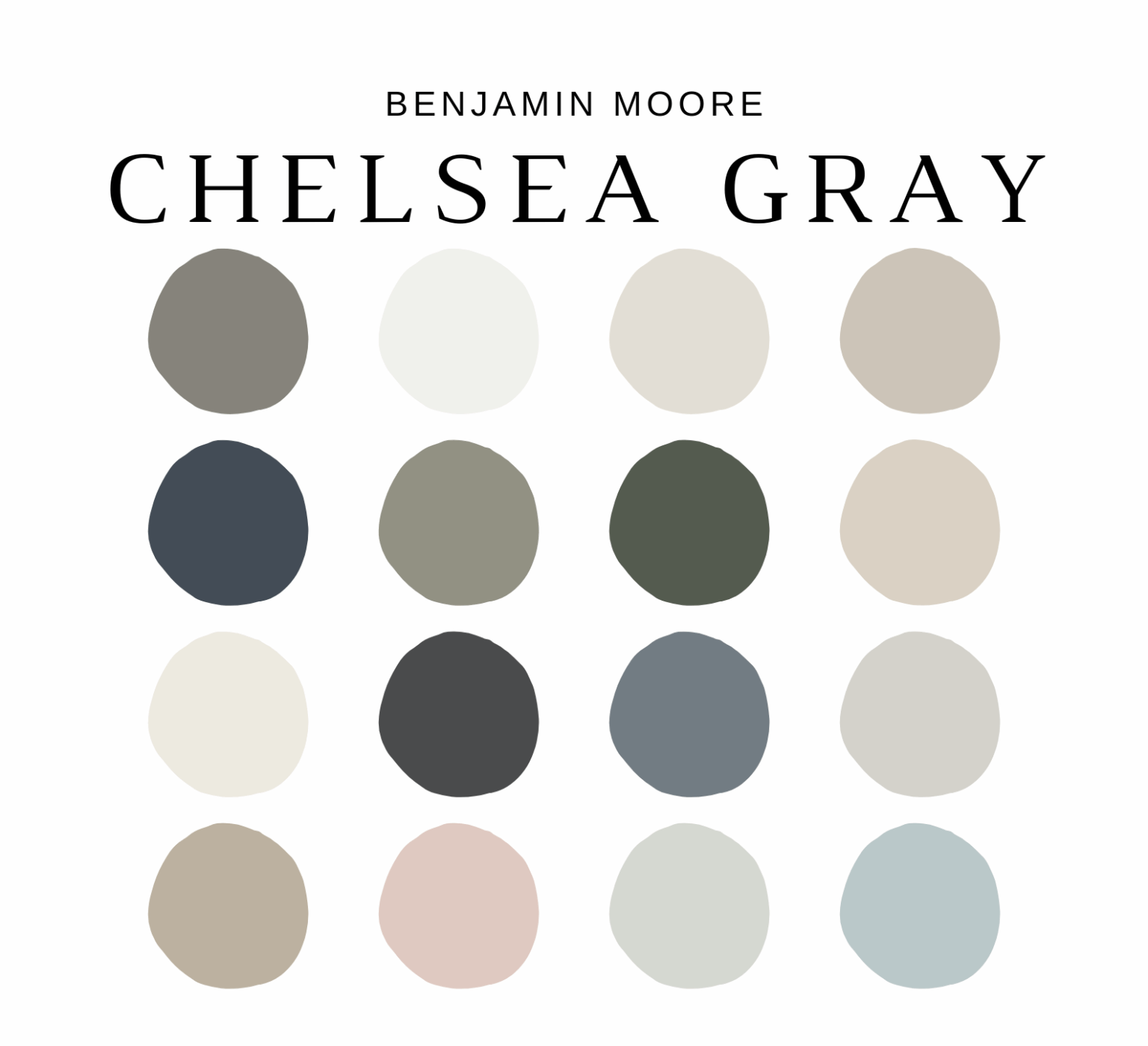 Benjamin Moore CHELSEA GRAY Color Palette - NISH