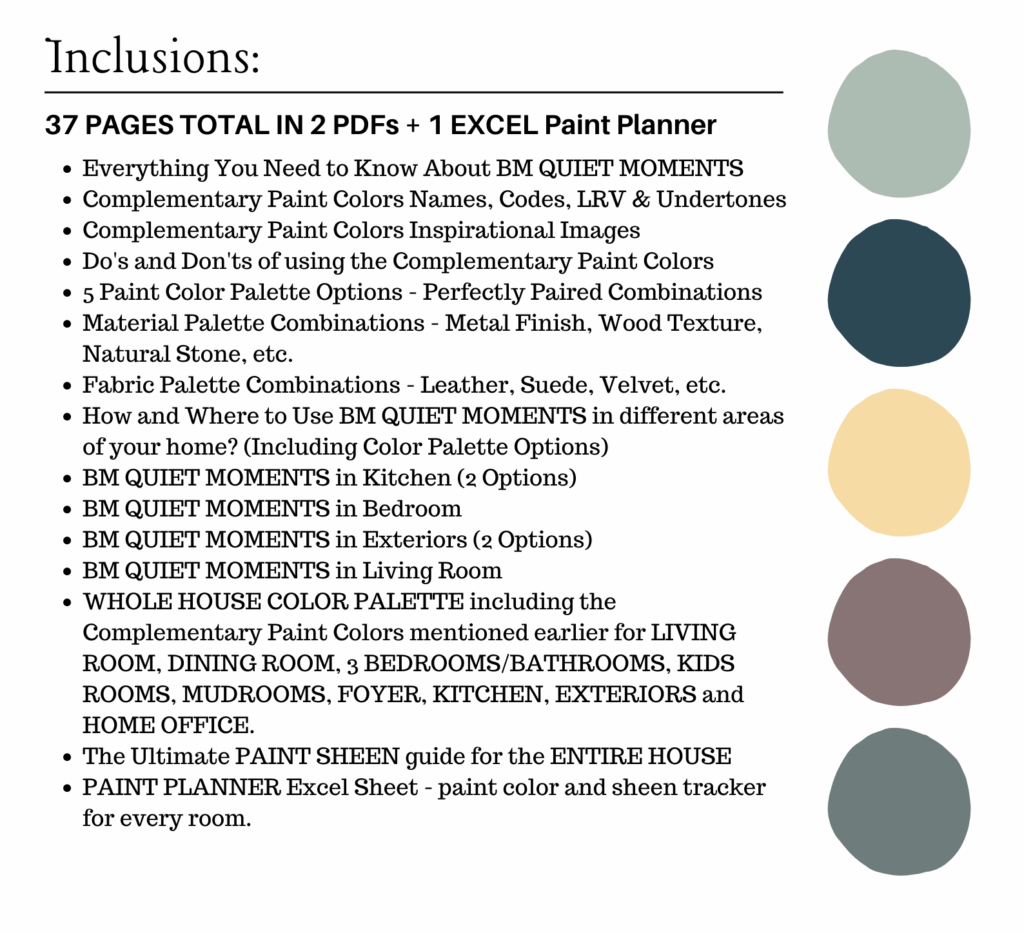 Benjamin Moore QUIET MOMENTS Color Palette - NISH