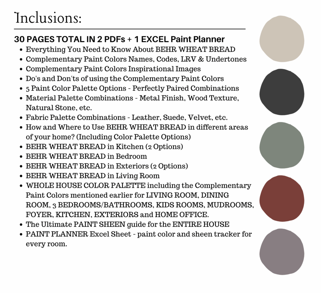 Behr WHEAT BREAD Color Palette - NISH